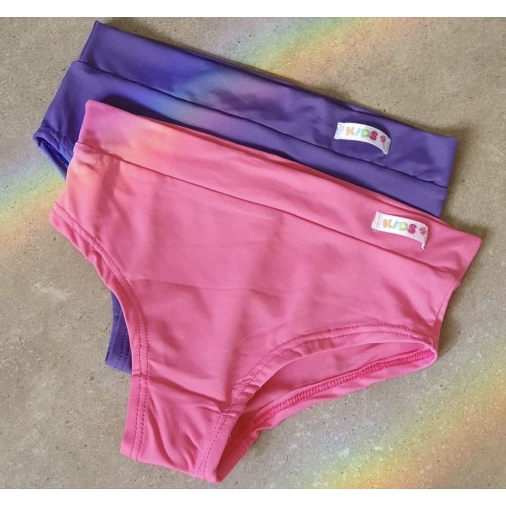 Kit 10 Calcinhas Infantis de Microfibra 100% Algodão Menina Lisa ...
