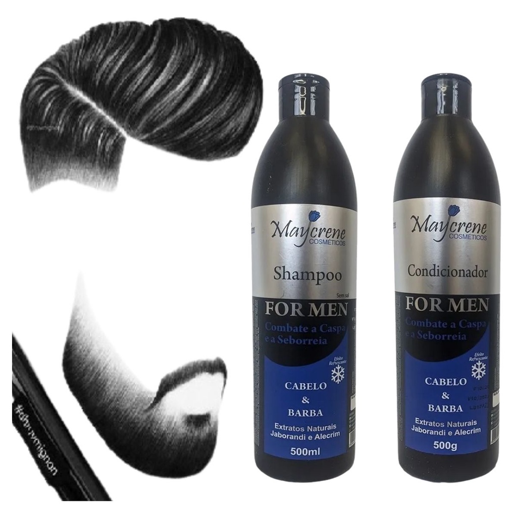 Kit For Men Cabelo E Barba Homens ( Shampoo + Condicionador Maycrene ...