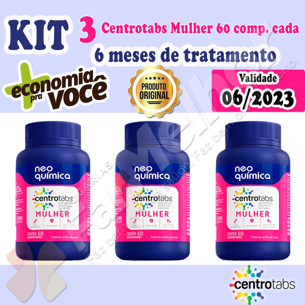 Kit 3 Centrotabs Mulher com 60 Comprimidos - Total 180 Comprimidos ...