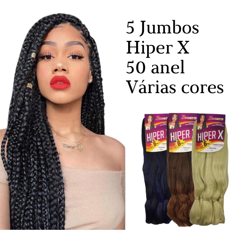 5 Jumbo Jumbão Hiper X + 50 Aneis Várias Cores | Shopee Brasil
