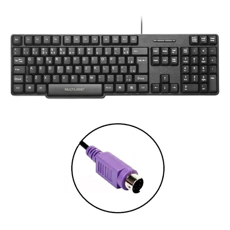 Teclado Slim MultiMaker Básico Preto Com Entrada Ps2 PS/2 | Shopee Brasil