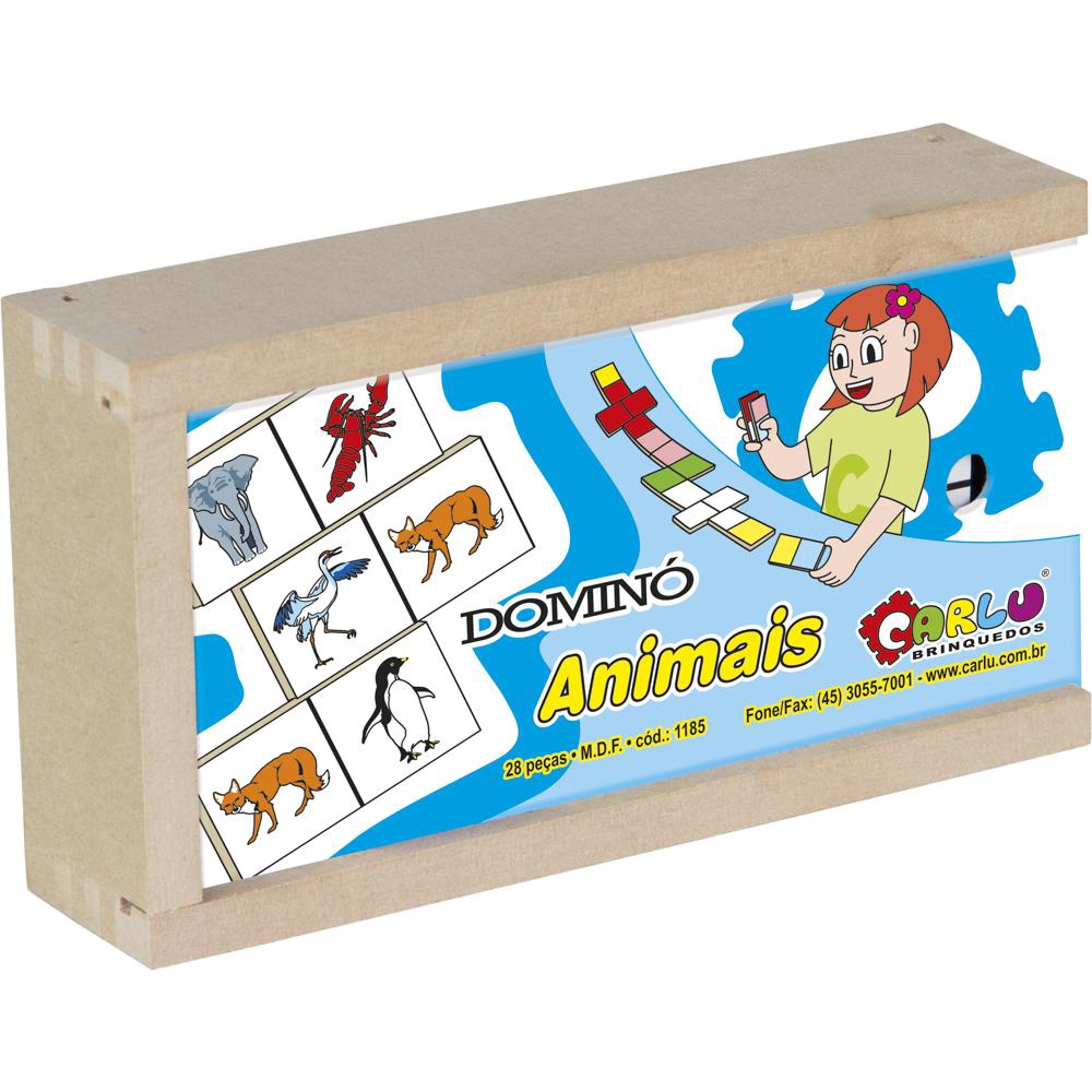 Jogo Educativo Domino Animais Em Mdf 28 Pcs Carlu Brinquedos | Shopee ...