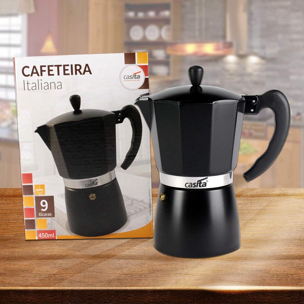Cafeteira Italiana Alumínio Preto Casita | Shopee Brasil