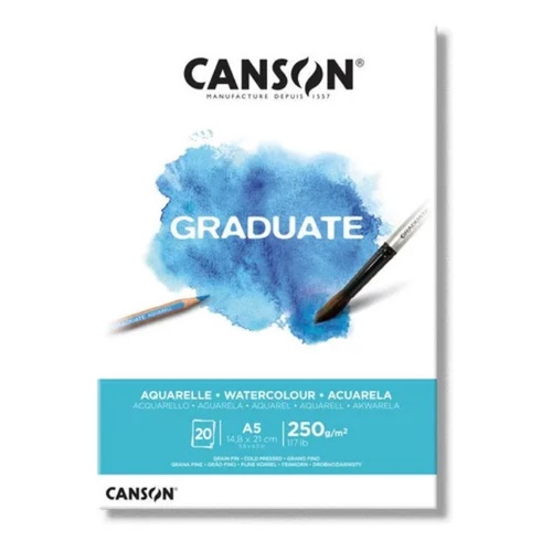 Bloco Canson Graduate Aquarela 250g A5 20 Folhas | Shopee Brasil