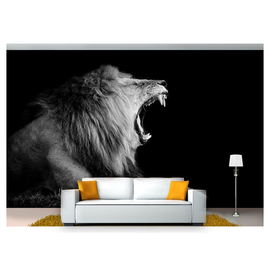 papel de parede Animais Leão Rugindo 3D 7,5m² ANM225 | Shopee Brasil