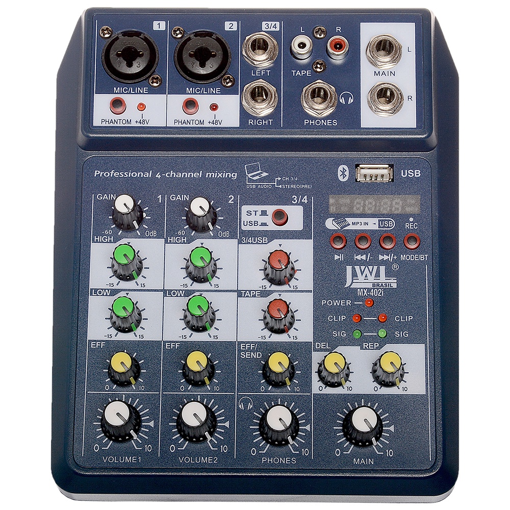 Mesa De Som Mixer JWL 4 Canais Via Bluetooth USB MX-402i | Shopee Brasil