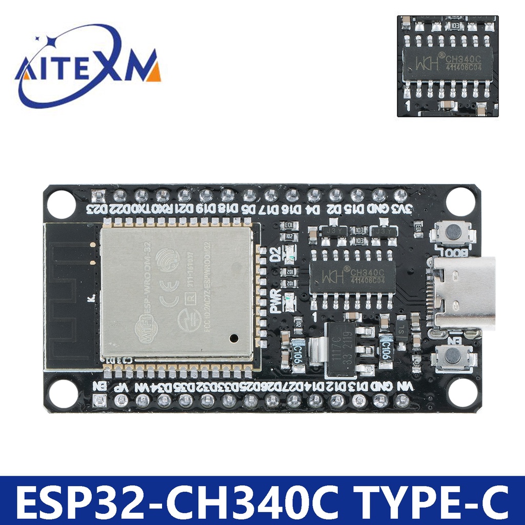 Placa De Desenvolvimento ESP32 Tipo-C USB CH340C WiFi + Bluetooth Ultra ...