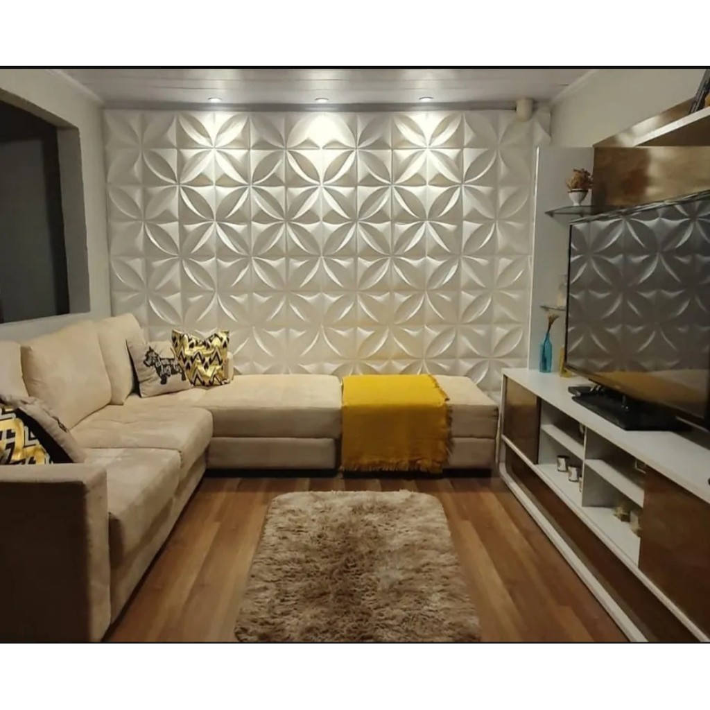 Kit C/ 4 Placas revestimento de Parede em PVC 50x50cm | Shopee Brasil