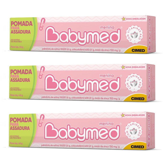Kit 3 unidades Babymed Rosa Pomada para assaduras 45g | Shopee Brasil