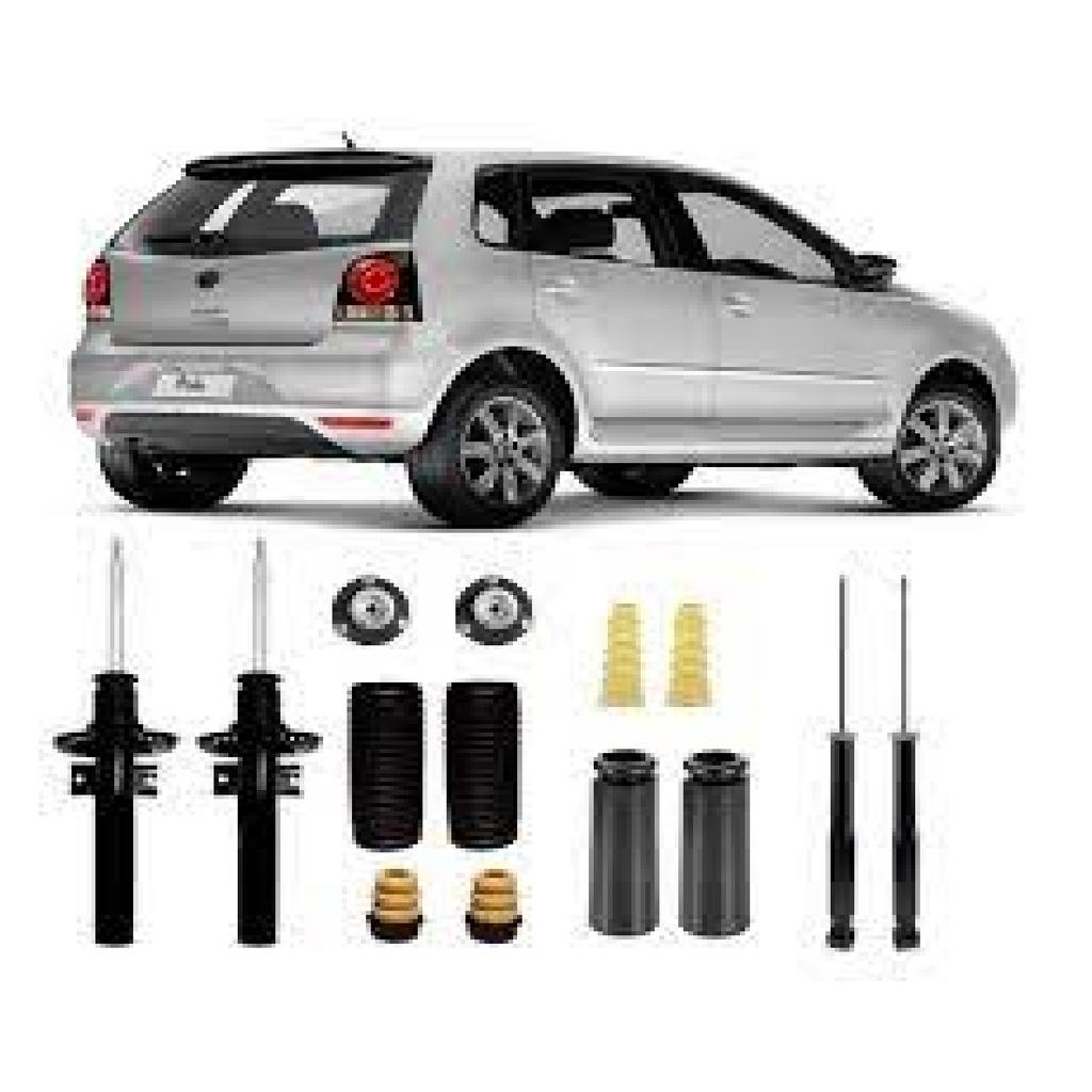 4 Amortecedor+ Kit Suspensão Polo - Fox Hatch 2003 2004 2005 2006 2007 ...