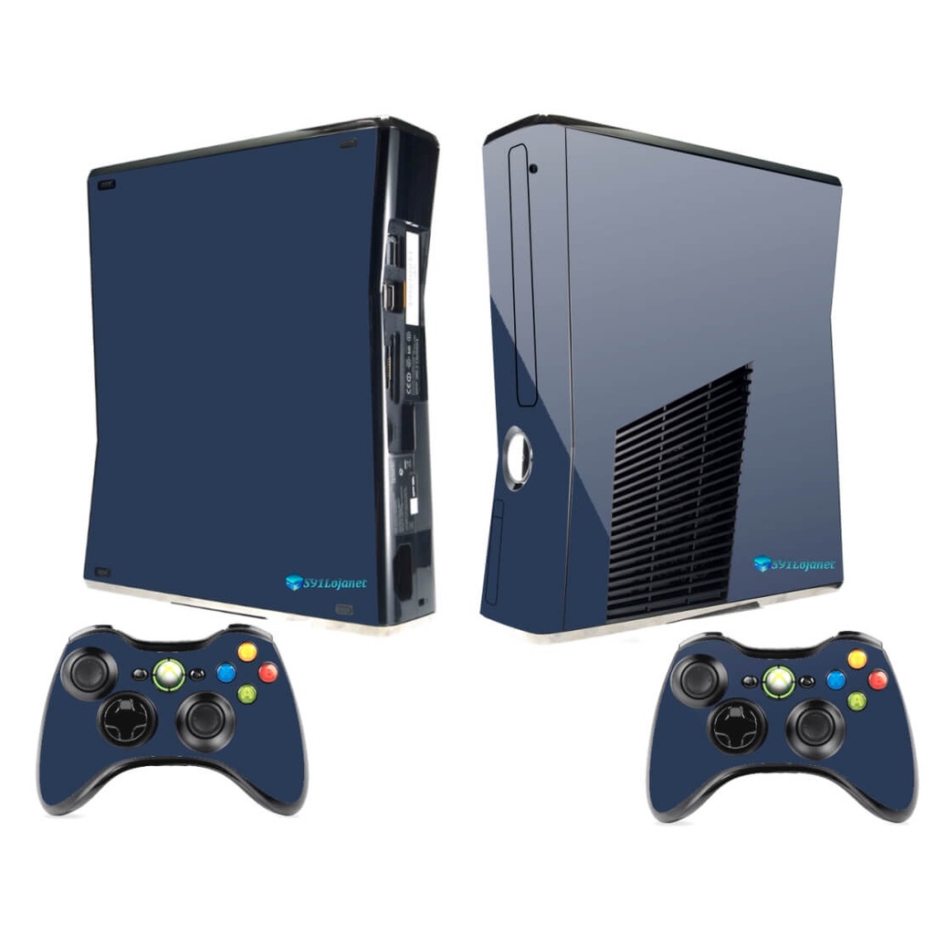 Adesivo Skin Xbox 360 Slim Pelicula Brilho Cor Azul Dark | Shopee Brasil