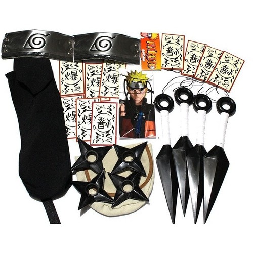 Kit Naruto Kunai Azul Shuriken 2 Bandanas Colar Tsunade Kt | Shopee Brasil