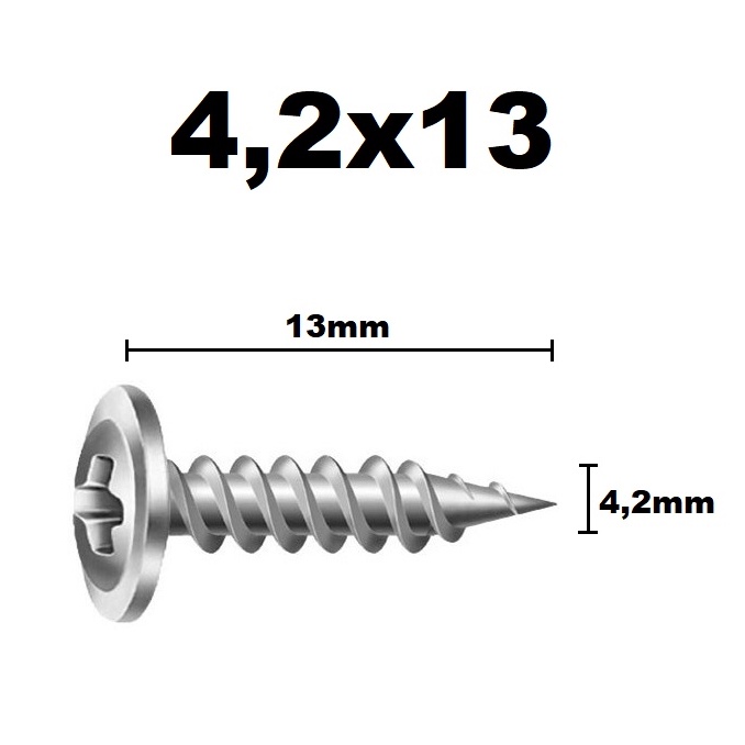 Kit 100 Peças Parafuso 4,2x13 Flangeado Drywall Ponta Agulha Forro ...