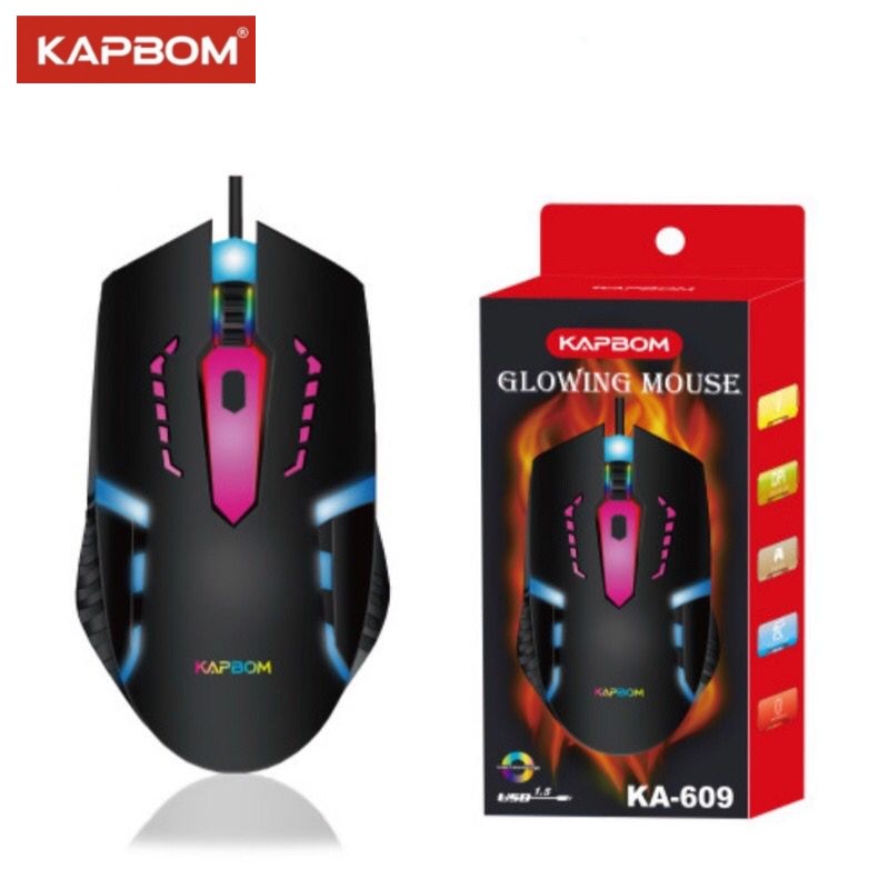 Mouse Gamer Usb Com Led RGB DPI Ajustável Com Fio KA-609 KAPBOM ORIGINAL | Shopee Brasil