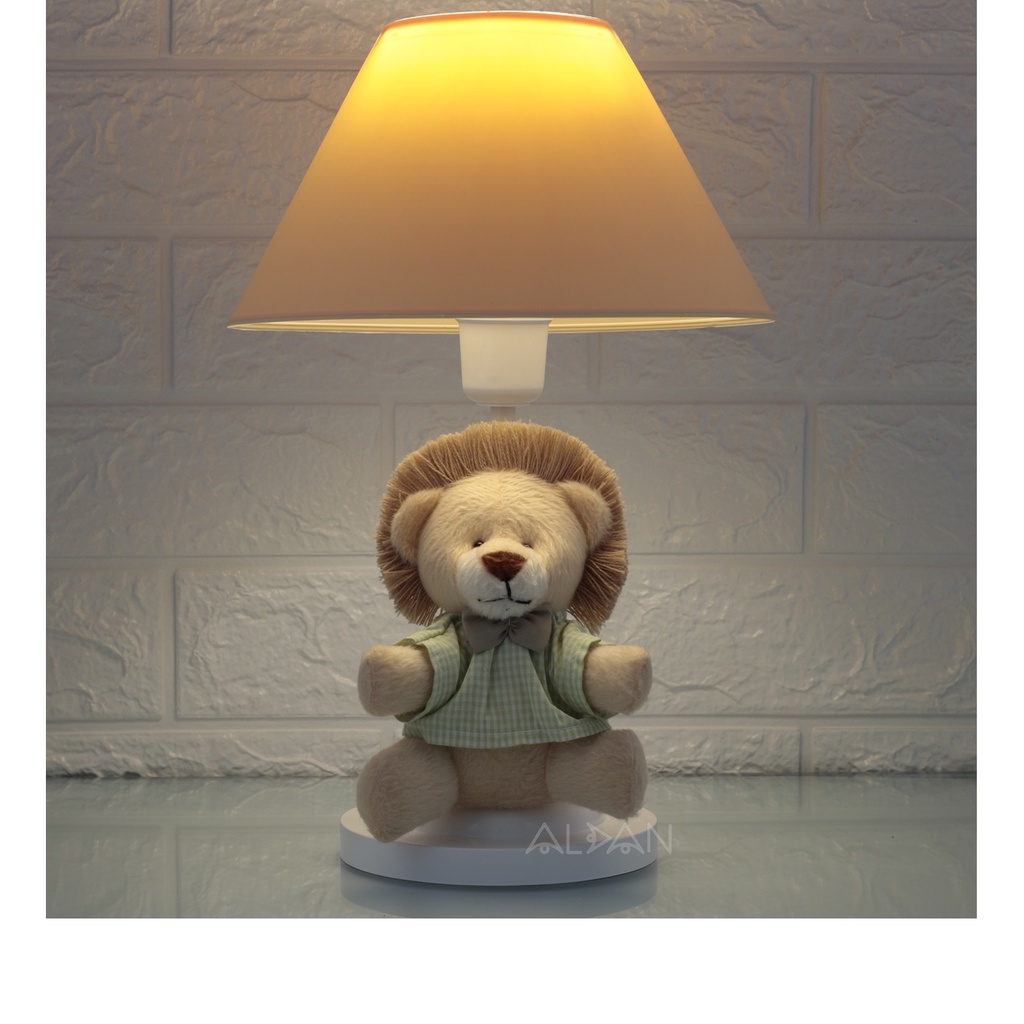 Abajur Quarto Bebe Luminaria Infantil Safari Leão Leãozinho Verde ...