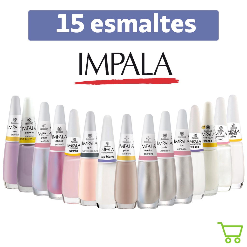 Kit 15 Esmaltes Impala Tons Claros Branco Cintilante Francesinha ...