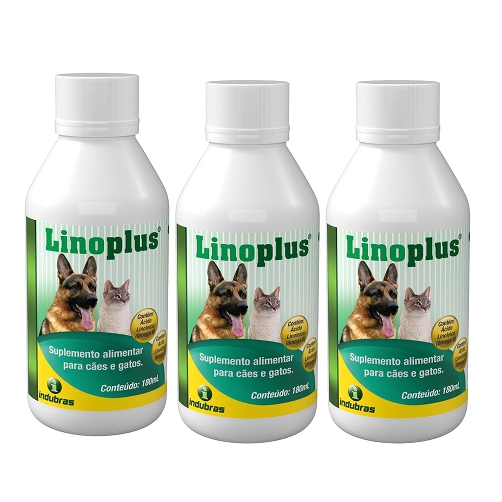 Kit 3x Linoplus 180 ml Indubras Suplemento Para Cães E Gatos | Shopee ...