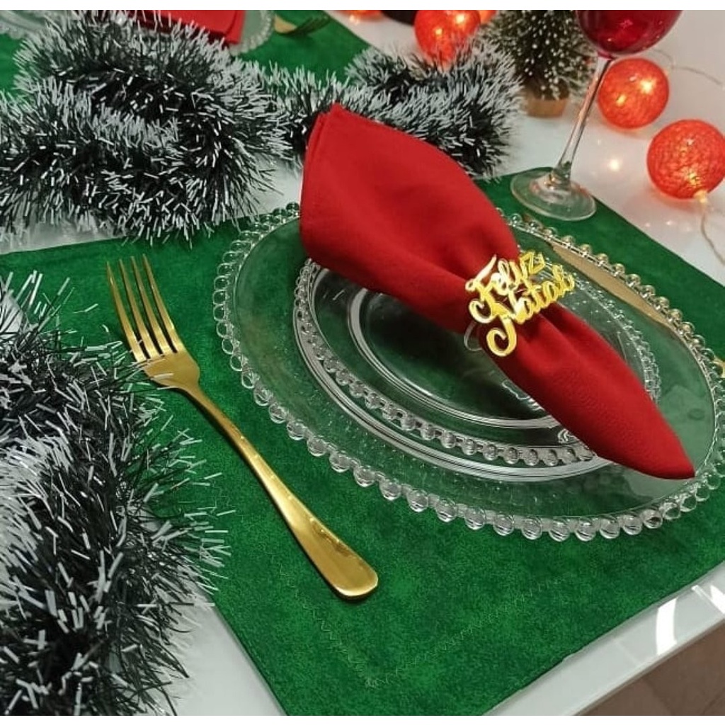 Guardanapo Vermelho Para O Natal de Tecido Com Bainha Mesa Posta Para ...