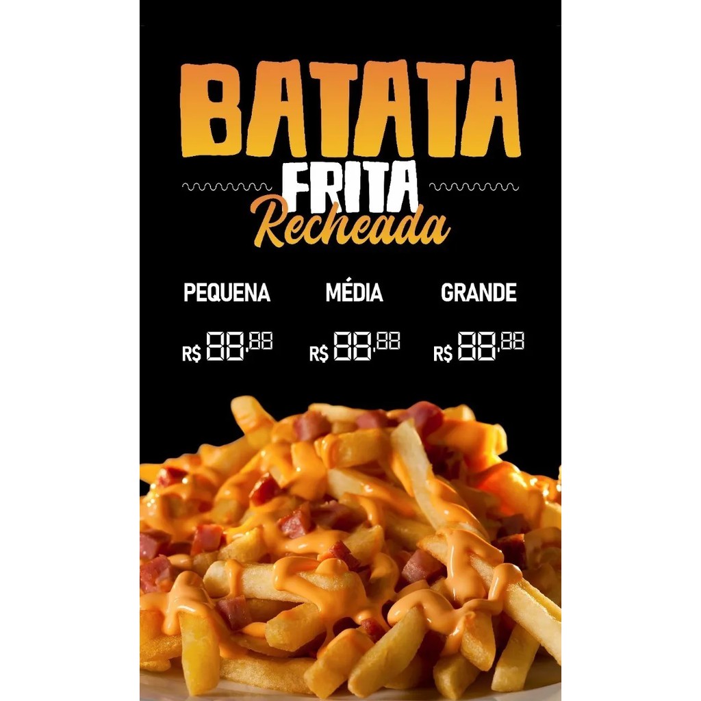 Banner Propaganda Batata Frita Recheada - ESCOLHA UM TAMANHO - Lona ...
