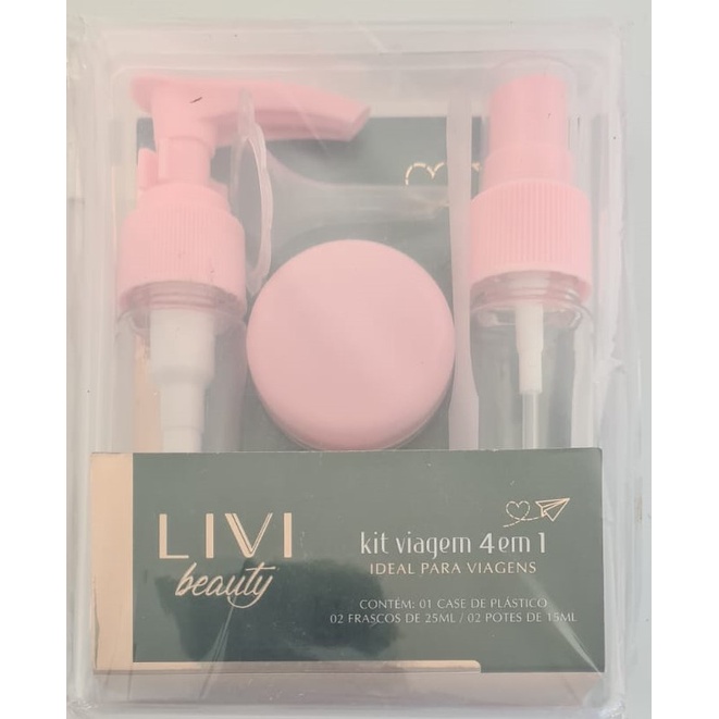 Kit de Viagem 4 em 1 - Rosa - Livi Beauty | Shopee Brasil