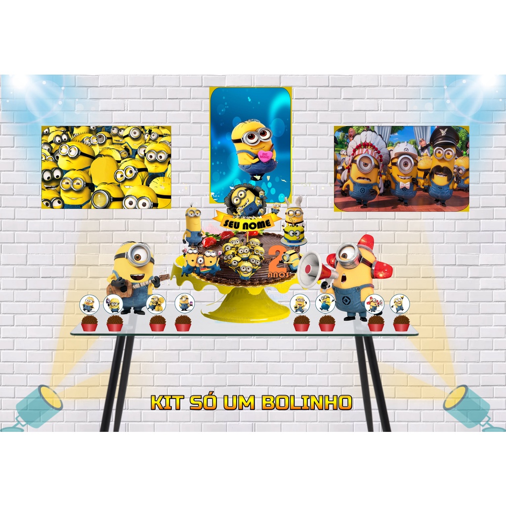 KIT SÓ UM BOLINHO - TEMA MINIONS - TOPO PERSONALIZADO. | Shopee Brasil