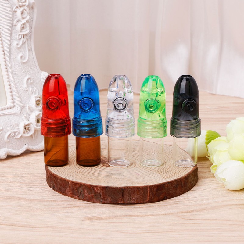 PAST Small Acrylic Plastic Snuff Dispenser Bullet Rocket Snorter Glass ...