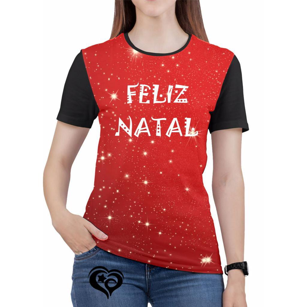 Camiseta de Natal Feliz Feminina Merry christmas Blusa verm | Shopee Brasil