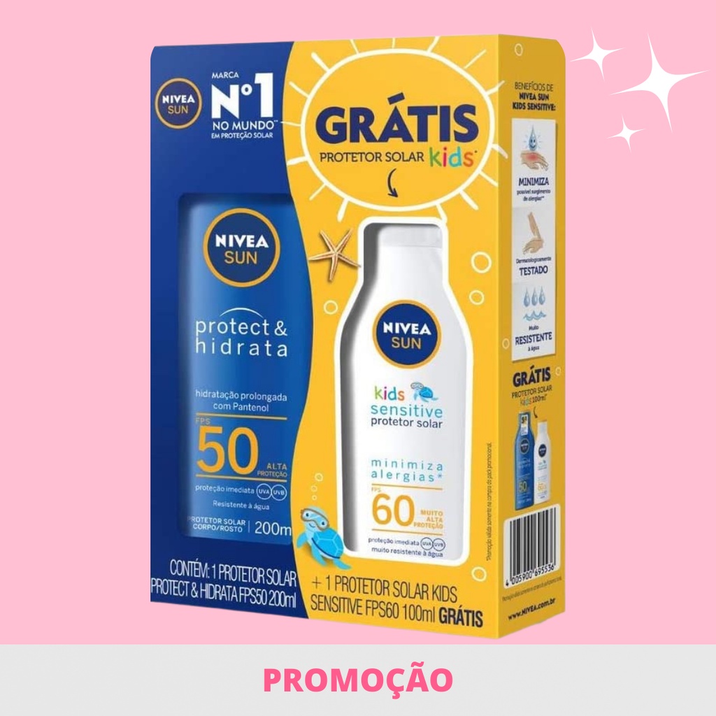 Kit Protetor Solar Nivea Sun Protect & Hidrata com 1 Protetor Infantil ...