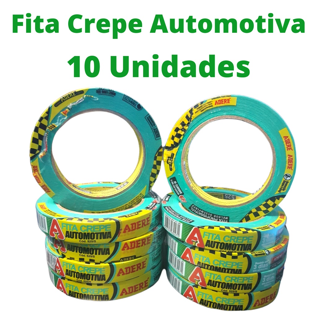 Fita Crepe Verde para Pintura Automotiva Kit com 10 Unidades 18mmx50m ...
