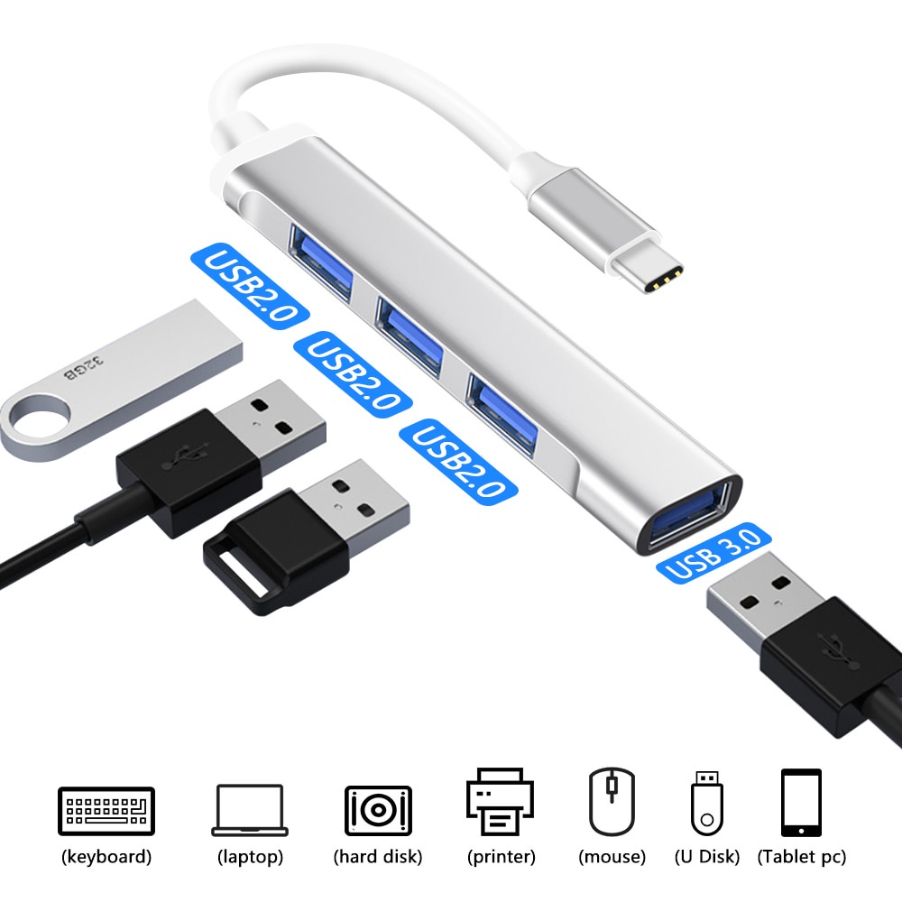 Porta USB 3.0 HUB 4 Em 1 OTG Alta Velocidade PD Multi Splitter 10Gbps ...