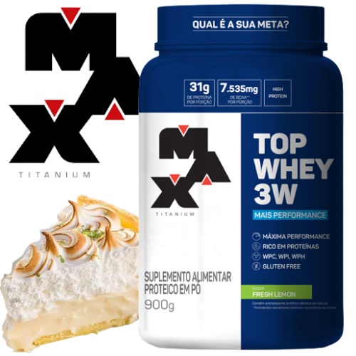 Whey Protein 3W - Top Whey - Max Titanium - 900g | Shopee Brasil