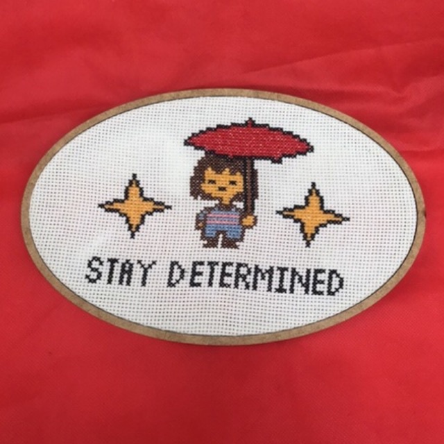 Quadro Undertale stay determined artesanal bordado ponto cruz | Shopee ...