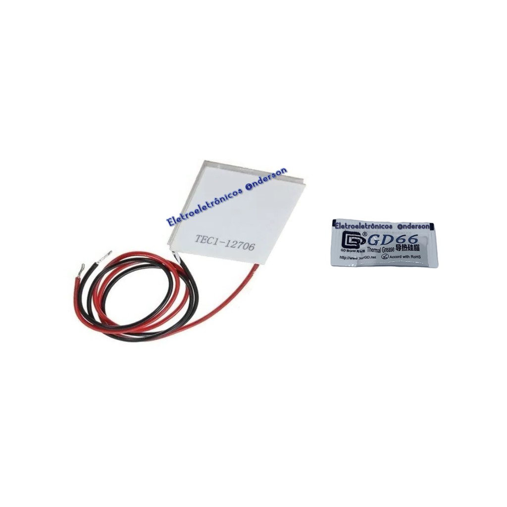 Pastilha Peltier 12706 + Pasta Térmica a Base de Prata e Silicone ...