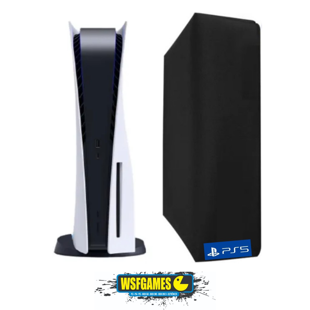 Capa Para Playstation 5 Ps5 FAT Preta Com Leitor e Digital Vertical ...