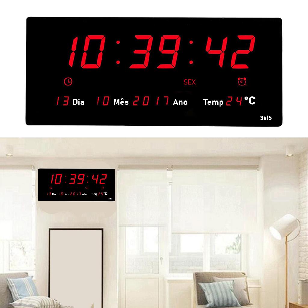 Relógio Digital De Parede Grande Temperatura Alarme Data Para Igrejas ...