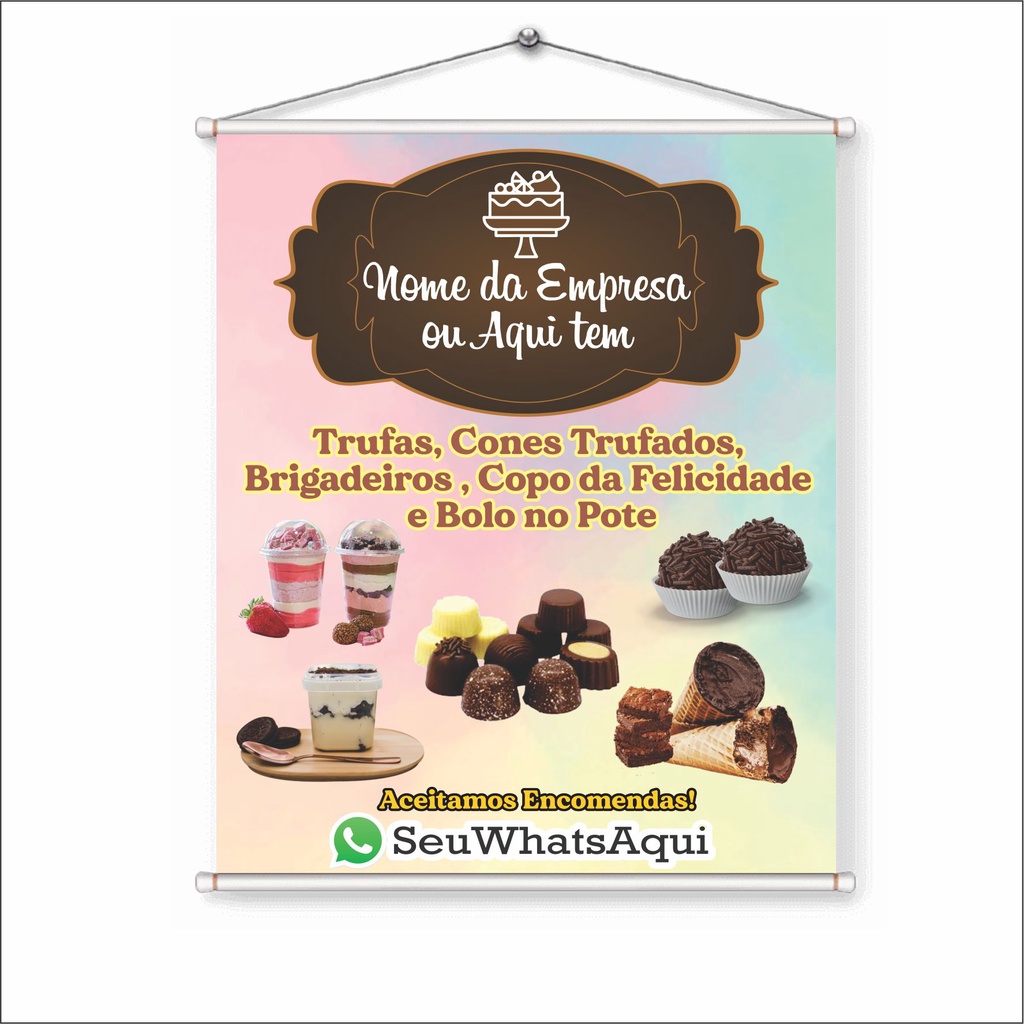 Banner Confeitaria Doceria Bolo No Pote, Copo Da Felicidade, Cone ...