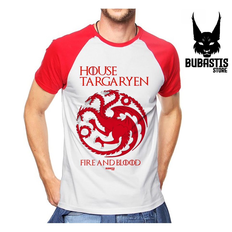 Camiseta Targaryen Frente e Verso Raglan Masculina e feminina Nerd Geek ...