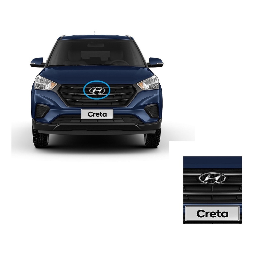 Emblema Adesivo Alto Relevo Logo Grade Hyundai Creta 2016 a 2021 ...