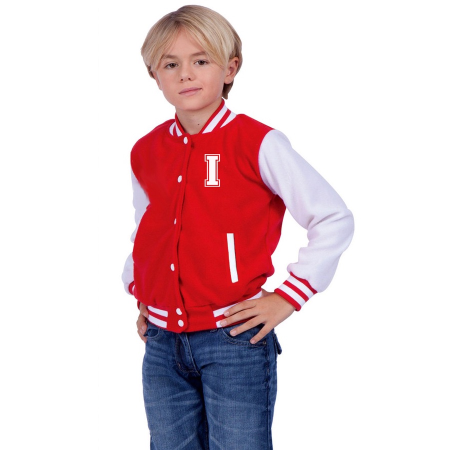 Jaqueta College Americana Infantil Letra I bordada Unissex, Algodão ...