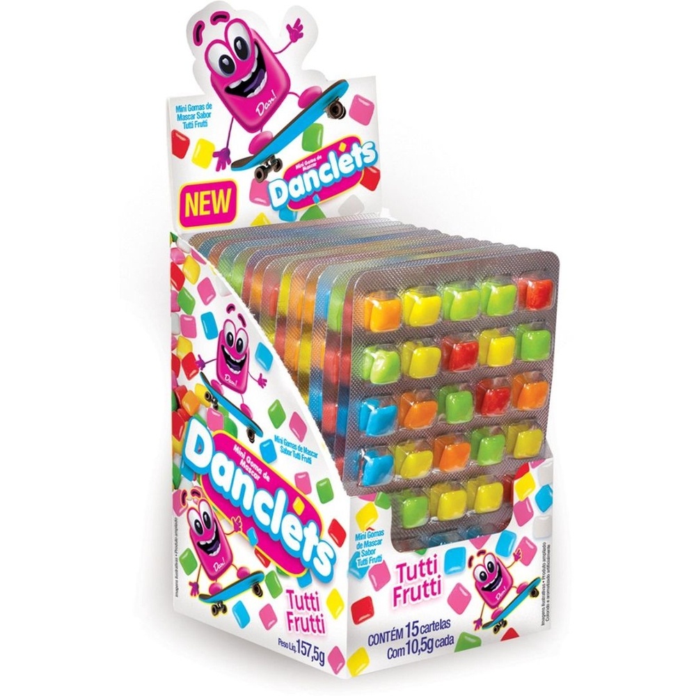 Chiclete Quadrado Danclets Original Tutti-Frutti | 1/2/3 Unidades ...