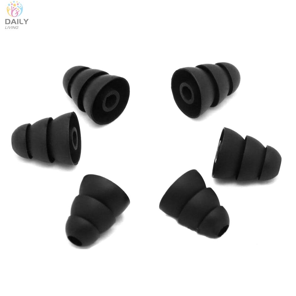 [*New*]3 Pairs 6 PCS Three Layer Silicone In-Ear Earphone Covers Cap ...