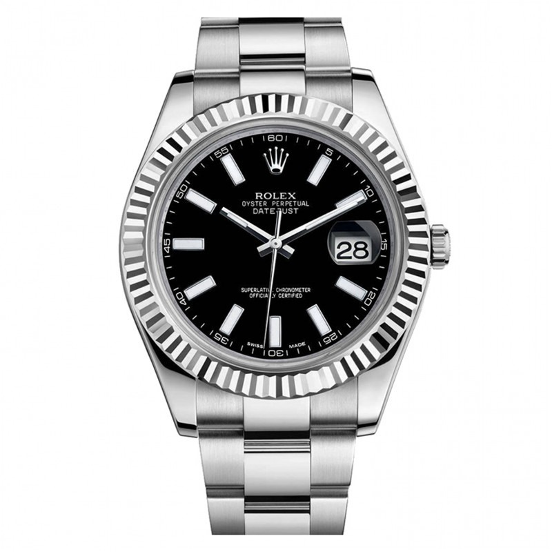 Relógio Rolex Datejust Prata fundo Preto - Linha Ouro (100% Funcional ...