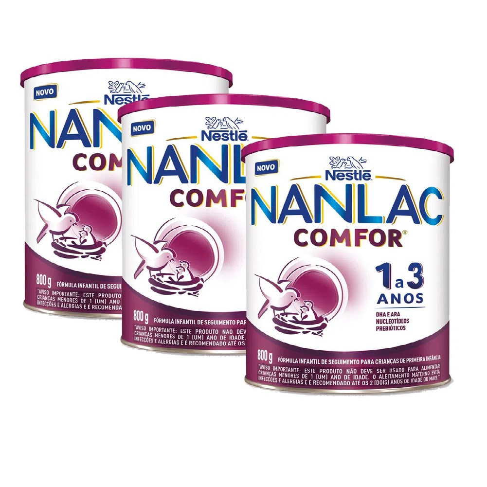 Kit 3 Unidades Leite Nanlac 3 - 800g | Shopee Brasil