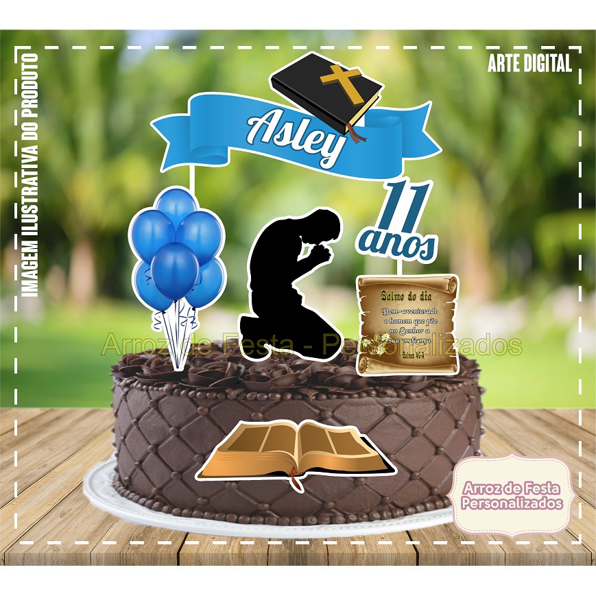 Topo de Bolo Topper de Bolo Personalizado Evangélico | Shopee Brasil