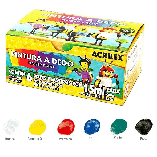 Tinta Pintura A Dedo Abelhinhas Tinta Infantil Para Pinturas- 06 Cores ...