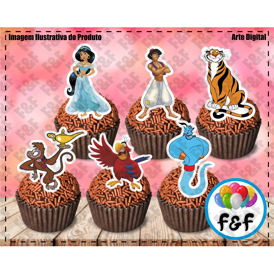 Toppers Tags Docinhos Doces Aladdin Jasmine Aladin Mod.01 | Shopee Brasil