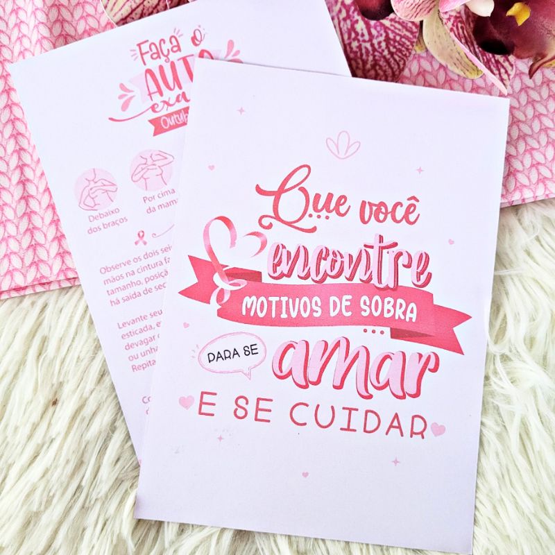 Cartão Postal Outubro Rosa com Auto Exame - Card da Campanha Outubro ...