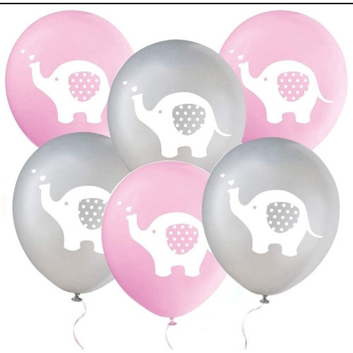 20 Balão, Bexiga Elefantinho Rosa/prata | Shopee Brasil