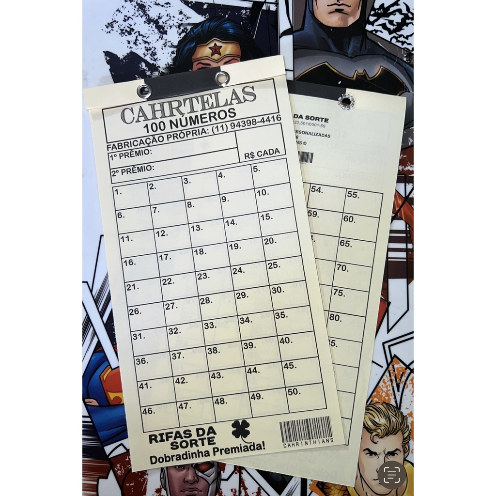 ENCOMENDA Cartela De Rifa 100 Números, 2 Prêmios Em 1 Abertura Pct C/ 10 Unidades | Shopee Brasil