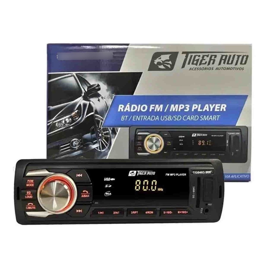 Radio Automotivo Tiger Mp3 Usb 4x45w Bluetooth + 4 Saidas Rc | Shopee ...